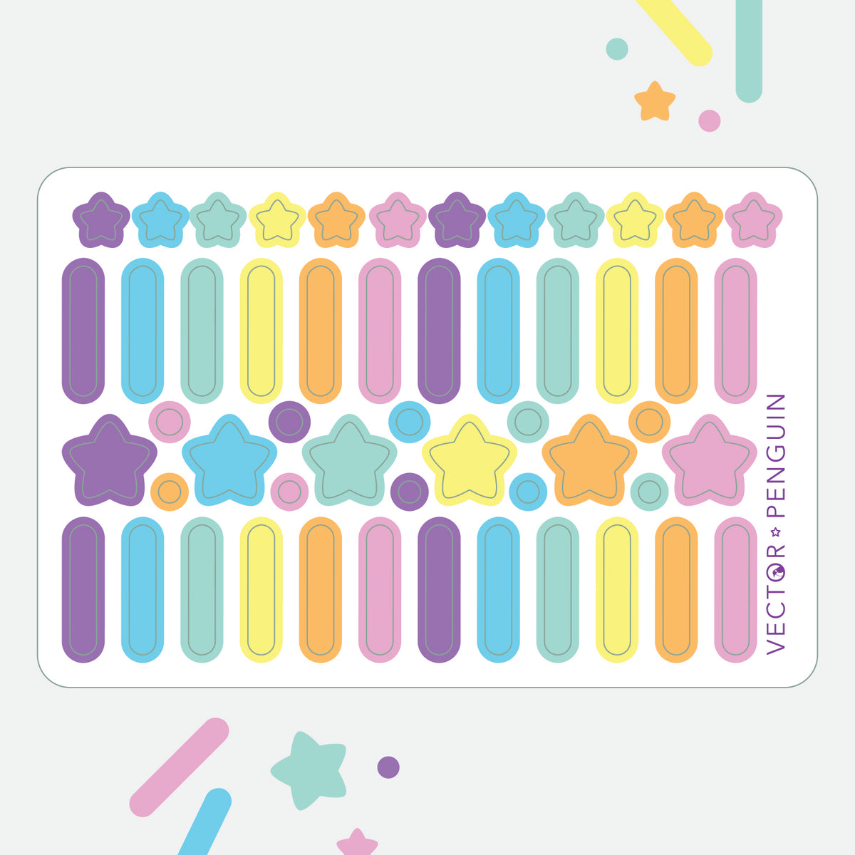 Vinyl Stars & Sprinkles Sticker Sheet – Vector Penguin Shop